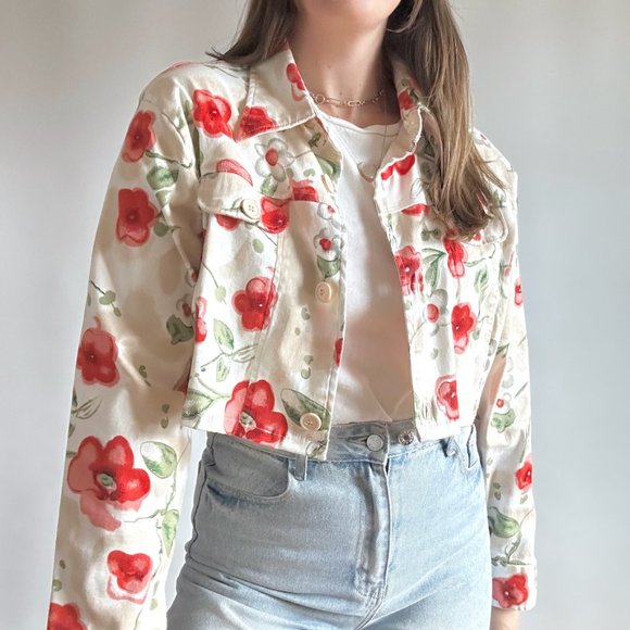Vintage | Jackets & Coats | Vintage Cropped Floral Jacket | Poshmark